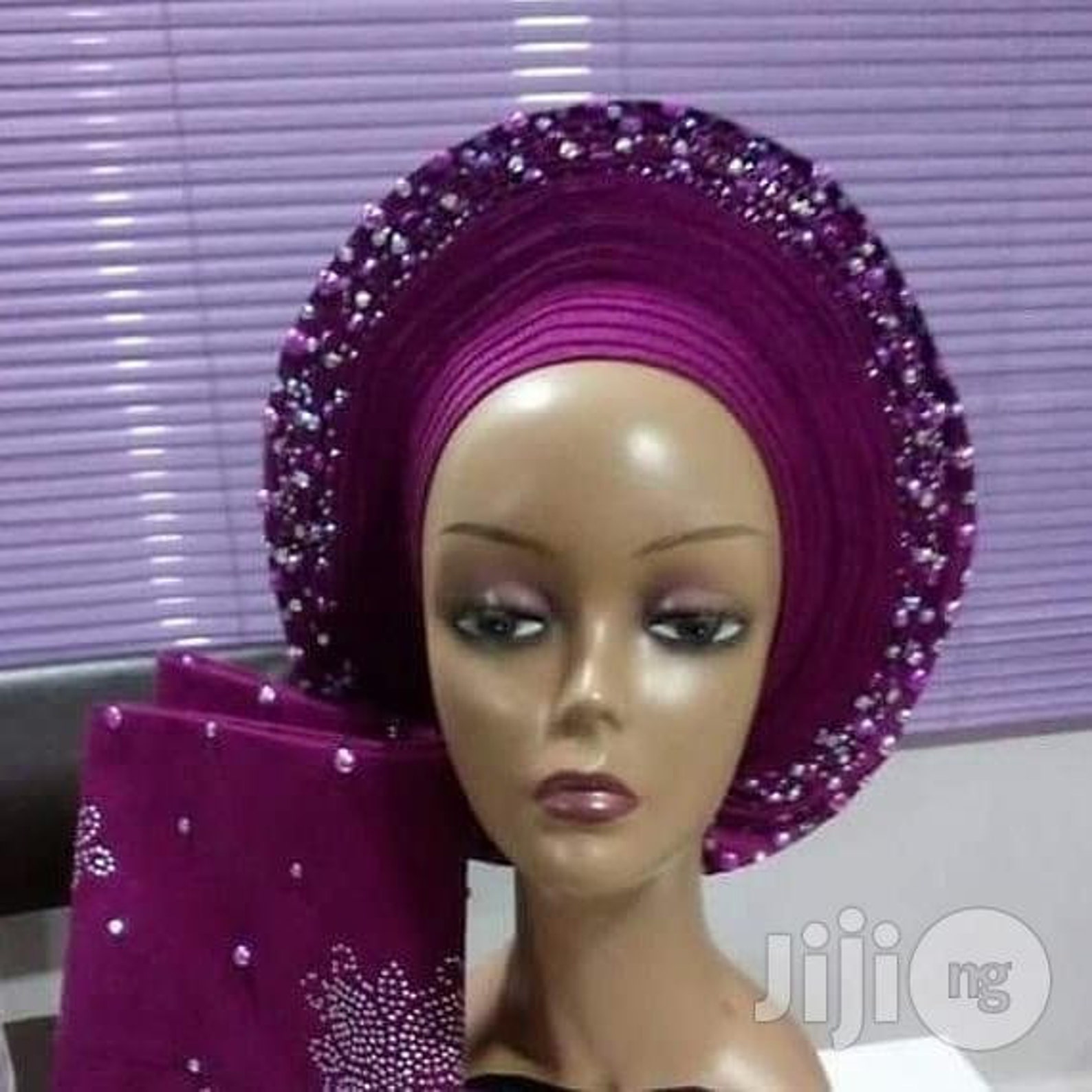 Purple Embellished Auto Gele/wedding Head Gear/ - Etsy