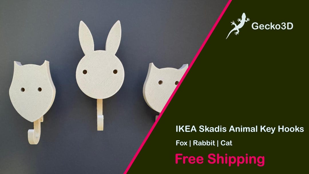 IKEA Skadis Pegboard Animal Key Hook – White Oak Finish, Stylish ...