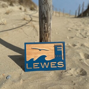 Rustic Lewes Beach Sign Personalized Delaware Wave Art Indoor Cottage ...