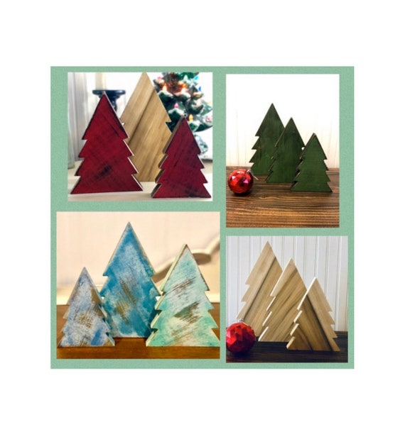 Individual Farmhouse Christmas Evergreen Tree Rustic Wooden - Etsy