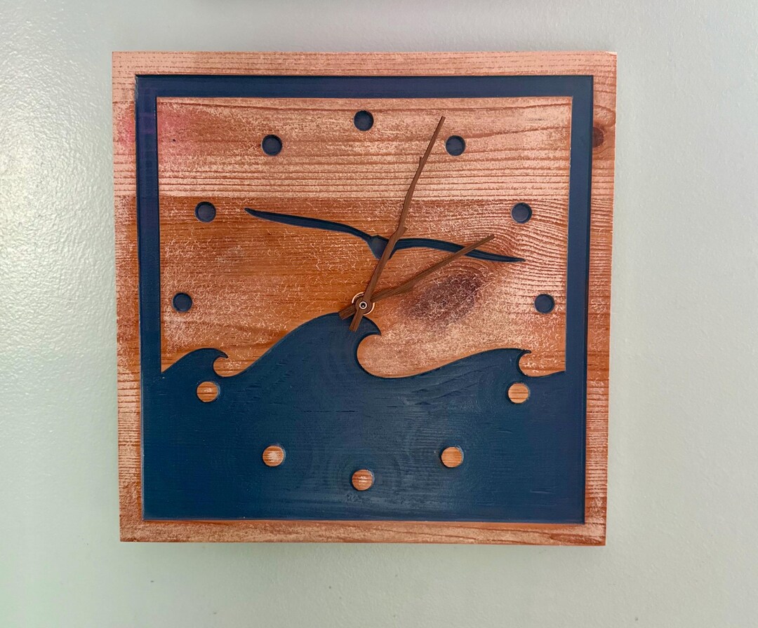 Ocean Wave Clock • Beach Clock • Wood Wall Clock • Hanging Wall Clock ...