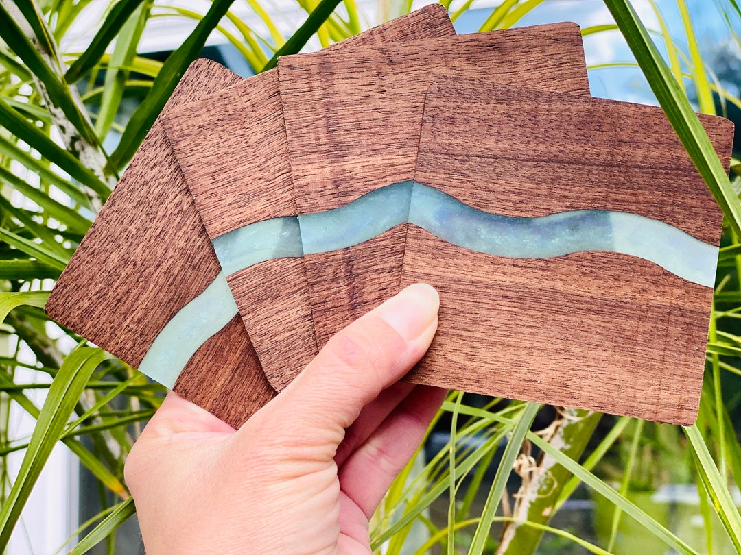 Square Epoxy River Coasters | Unique Coaster Set | Charming ...