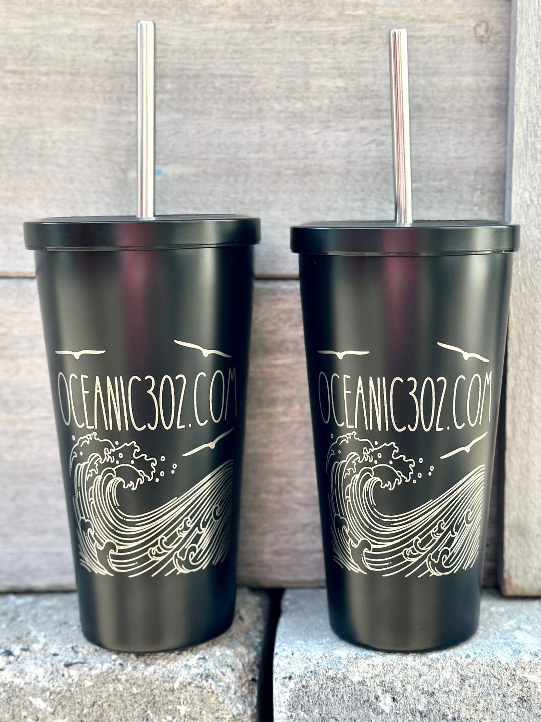 Custom Engraved Personalized Water Tumbler Cup With Metal Straw ...