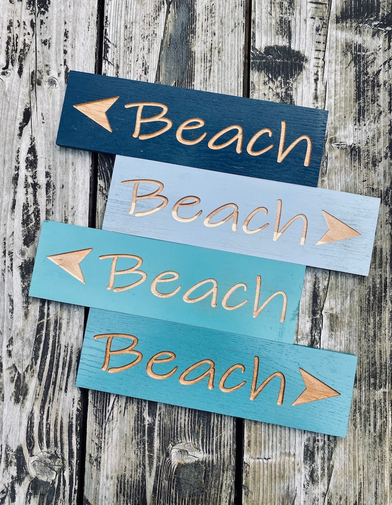 Reclaimed Wood Beach Arrow Sign: Coastal Wall Decor - Etsy