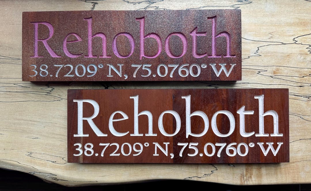 Rehoboth Beach Coordinates Sign: Engraved Beach House Decor - Etsy