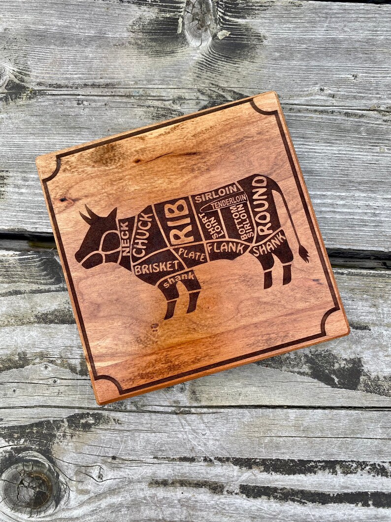 LARGE Butcher Diagram Hanging Carved Wood Signs BBQ Meat | Etsy