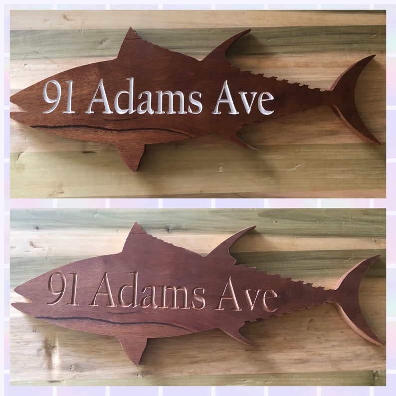 Fish Shape Outdoor Address Sign Fish Trout Dogfish Shark | Etsy