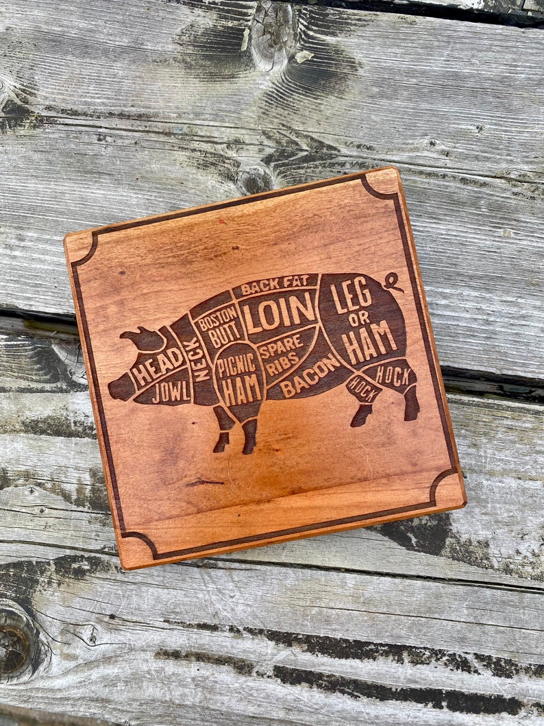 LARGE Butcher Diagram Hanging Carved Wood Signs BBQ Meat | Etsy