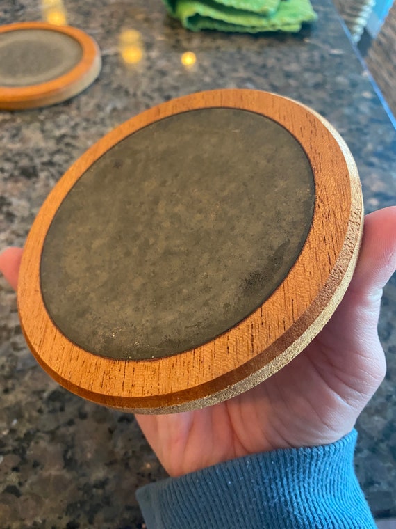 LARGE MCM Concrete Wood Individual Coasters Unique - Etsy