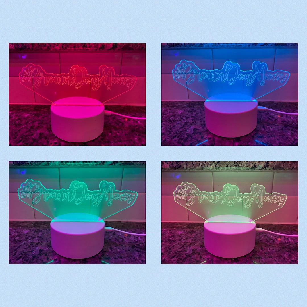 Custom LED Night Light Name Sign W Base Remote Leaderboard Lite Light ...