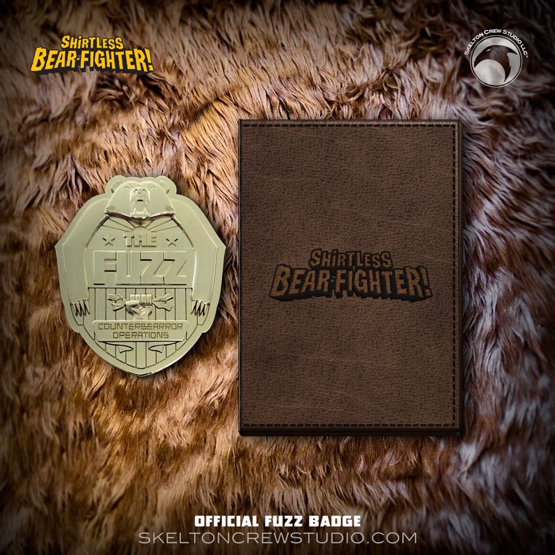 SIGNED Shirtless Bear-fighter Official Fuzz Badge W/bonus Bear Rug ...