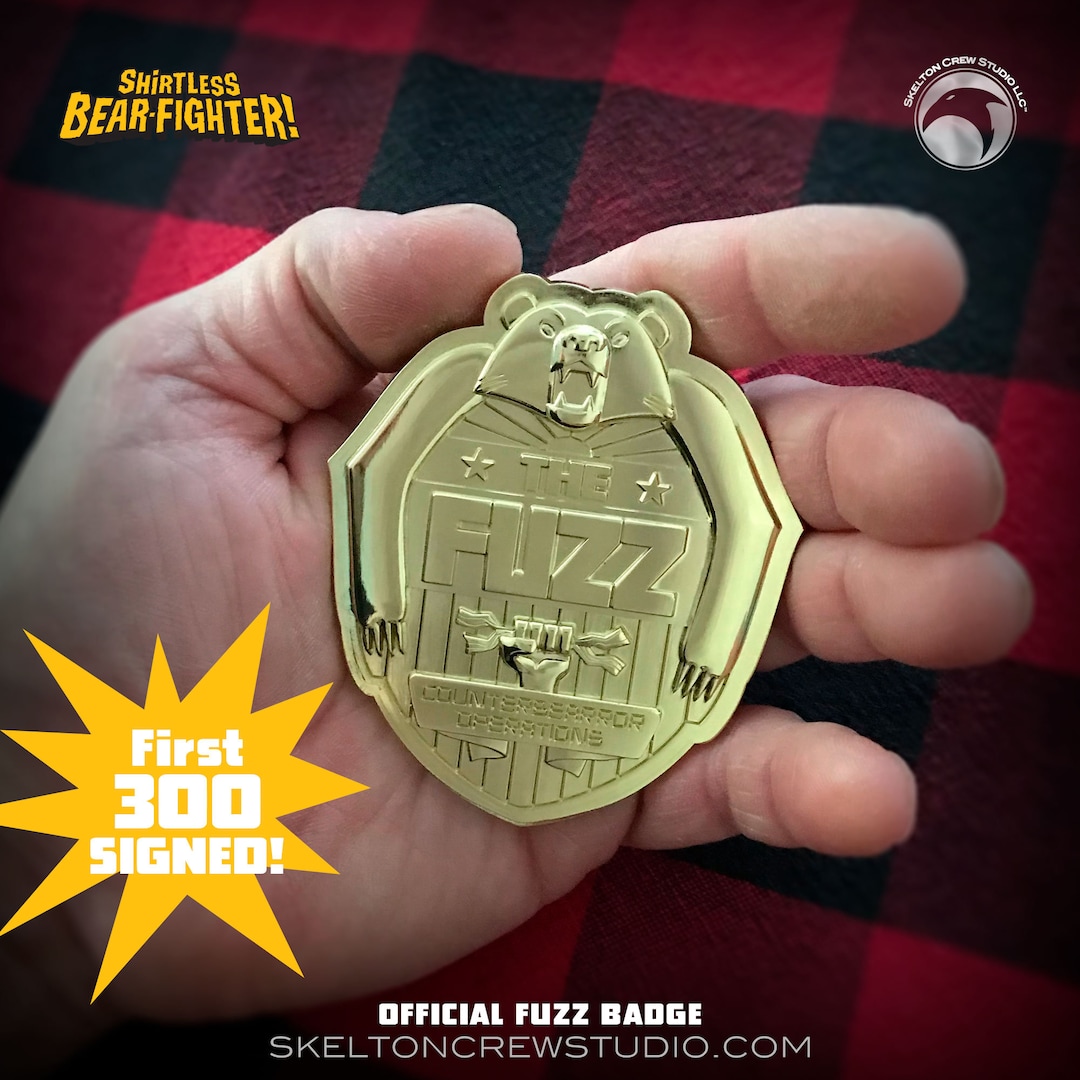 SIGNED Shirtless Bear-fighter Official Fuzz Badge W/bonus Bear Rug - Etsy