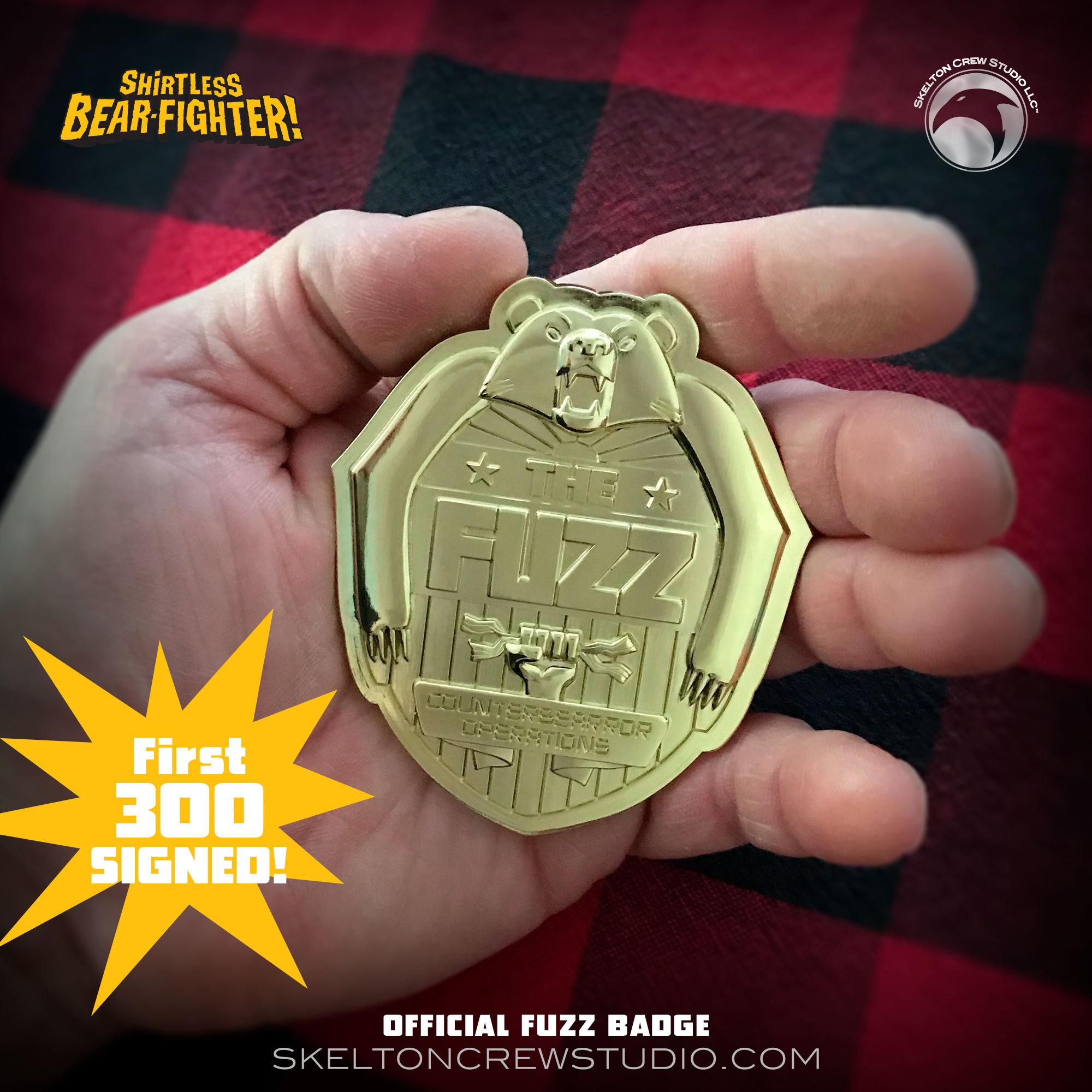 SIGNED Shirtless Bear-fighter Official Fuzz Badge - Etsy Australia