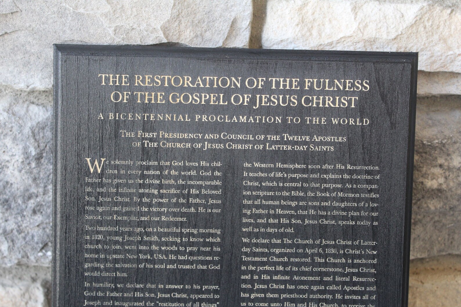 NEW Restoration Proclamation, the Family Proclamation, the Living ...