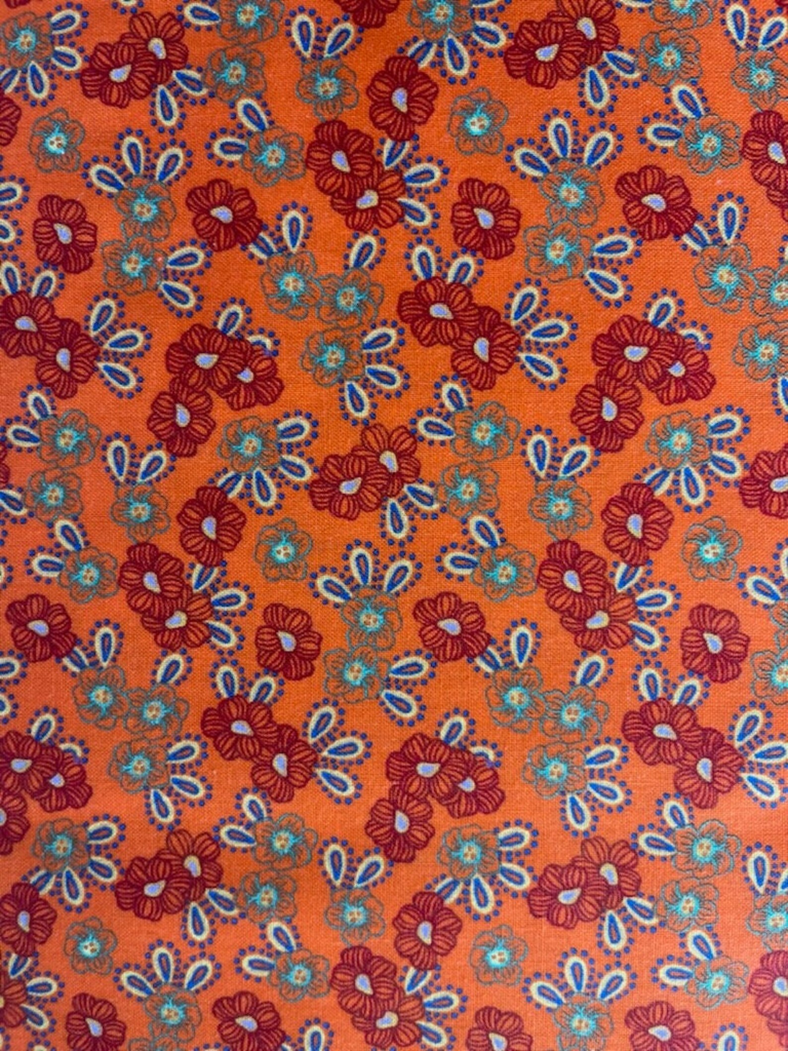 Night Bloom Orange Flower Outline, Quilting, Fabric, Priced by the Yard ...