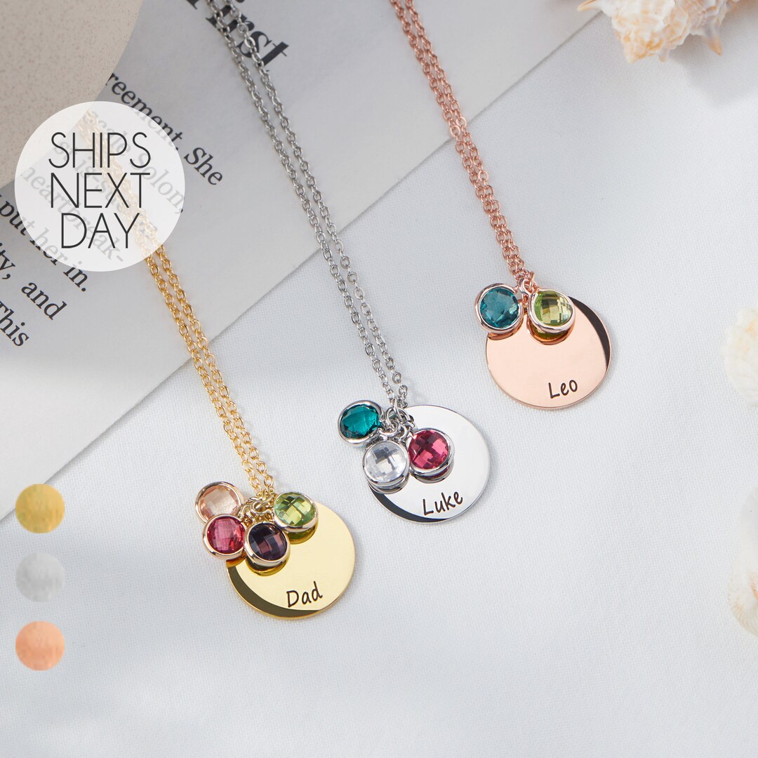 Custom Multiple Birthstone Necklace Grandma Birthday Gift Personalized ...