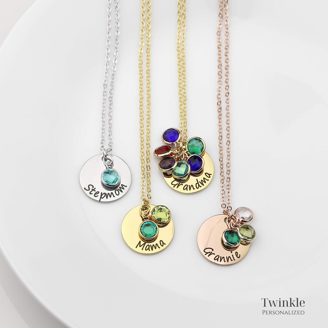 Custom Multiple Birthstone Necklace Grandma Birthday Gift Wedding Gift ...