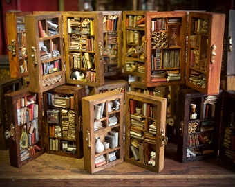 Miniature library | Etsy