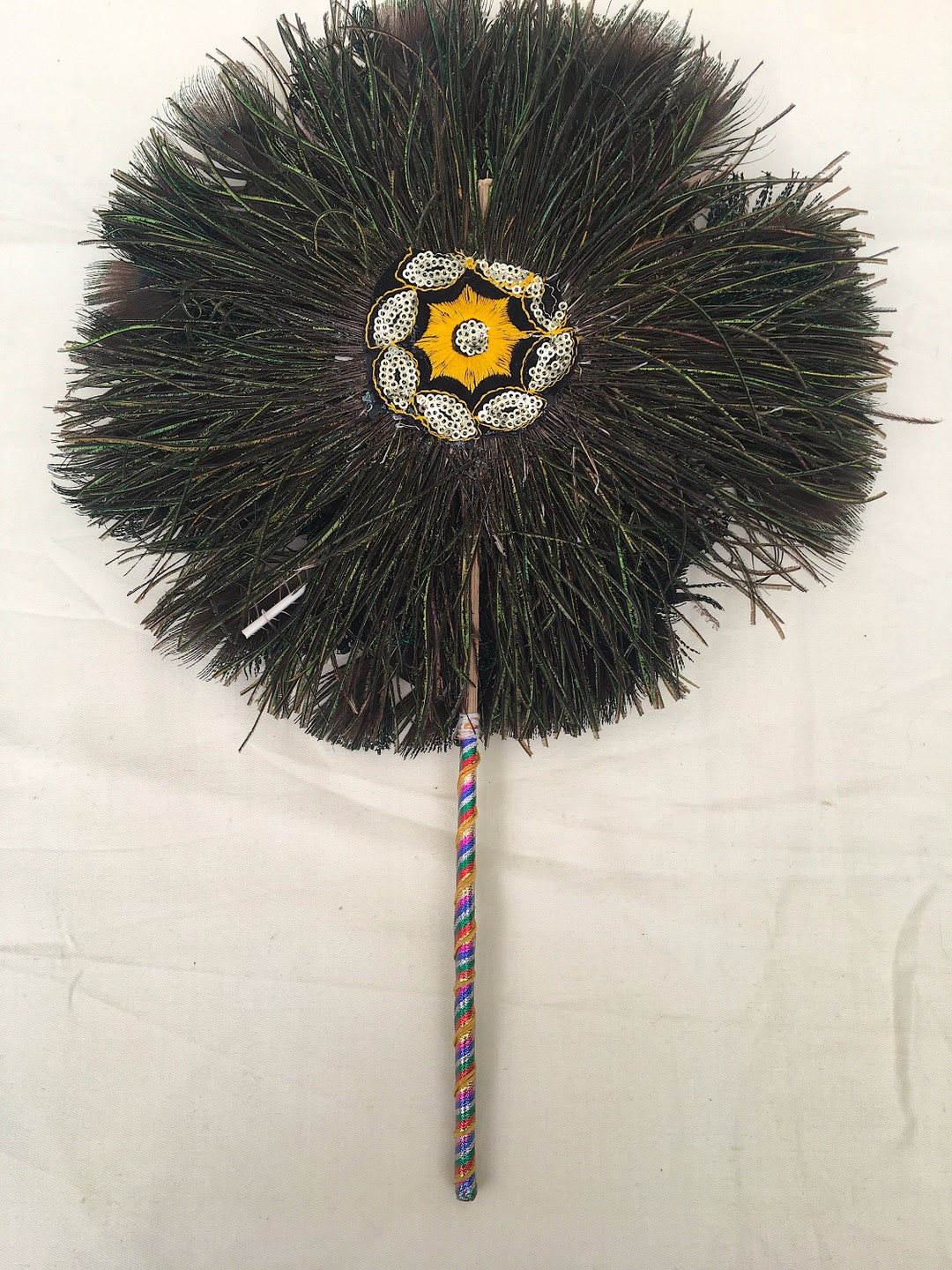 Vintage Peacock Feather Hand Held Fan - Etsy UK