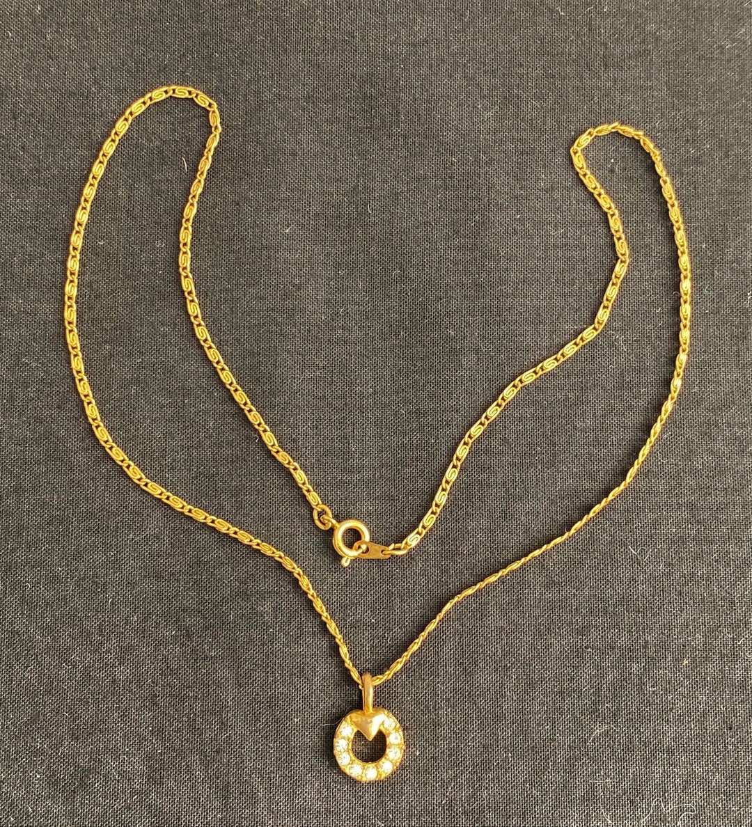 Delicate Gold Coloured Chain and Cut Glass Rhinestone Pendant - Etsy