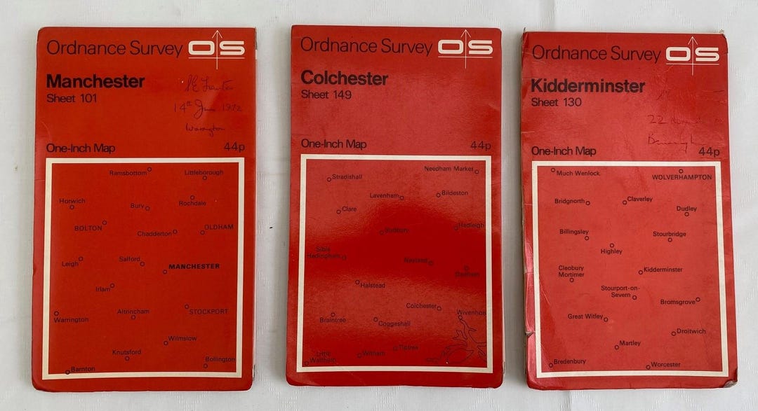 Three Vintage OS Maps Manchester, Colchester & Kidderminster - Etsy