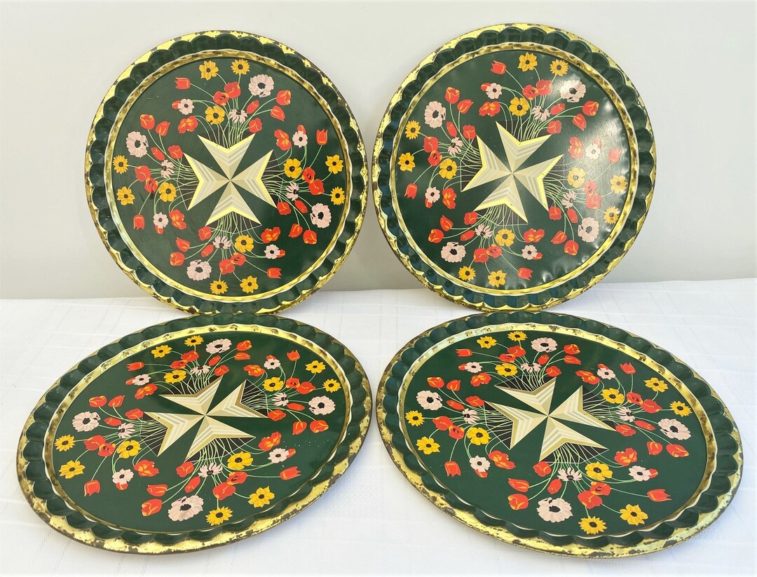 Set of Four Small Matal Cocktail Trays - Etsy