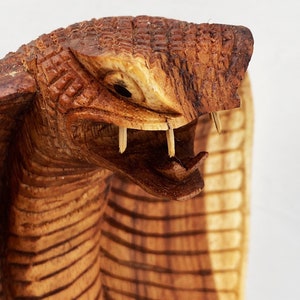 Wooden Hand Carved Cobra Snake Ornament 34cm High - Etsy UK