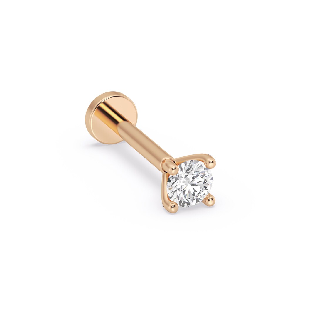 Everyday Diamond Flat Back Earring Suitable for Cartilage Piercing ...