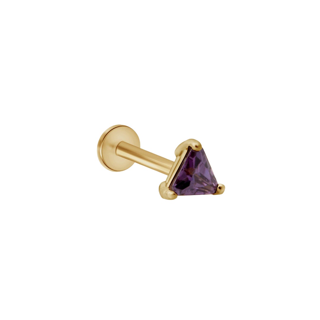 Triangle Amethyst Cartilage Earring Helix Tragus Ear Lobe Piercings for ...