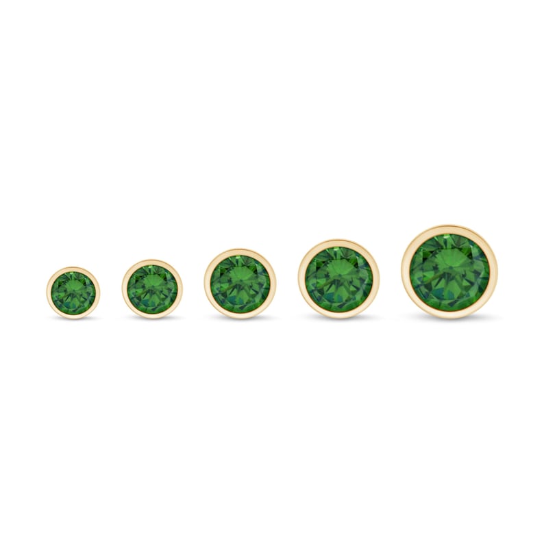 Emerald Bezel Flat Back Stud Earring in 14K Gold, Helix Tragus ...