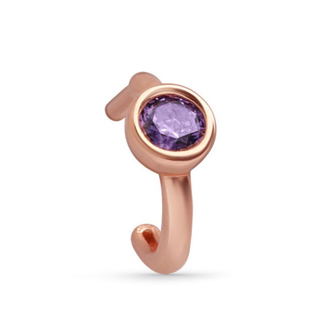 Rose Amethyst Ear Cuffs Gemstone Hoop Jewelry Amethyst Cuff Earring ...