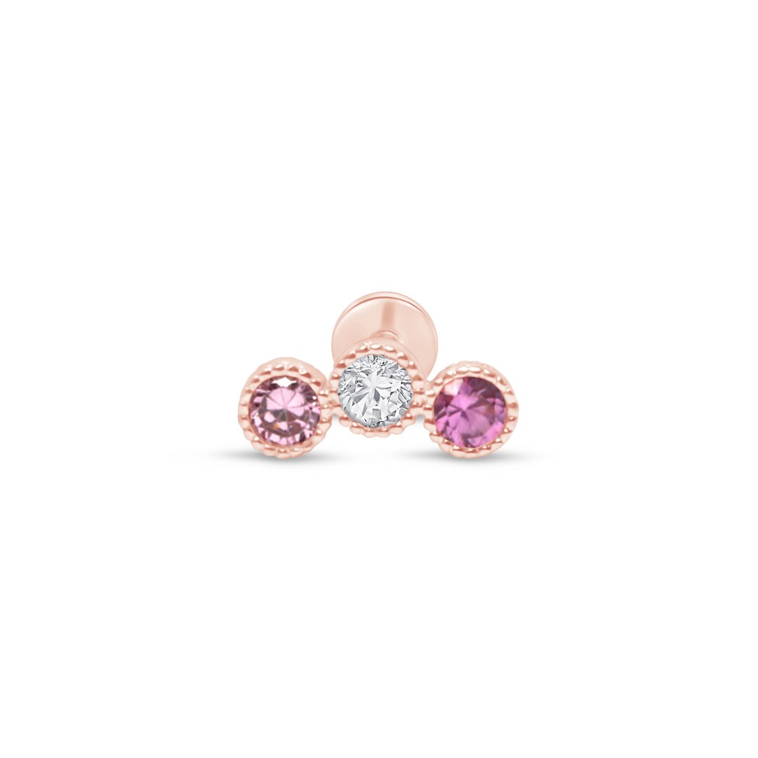 Rose Gold Tourmaline Ear Crawler 14K Rose Gold Climber Earring Helix ...