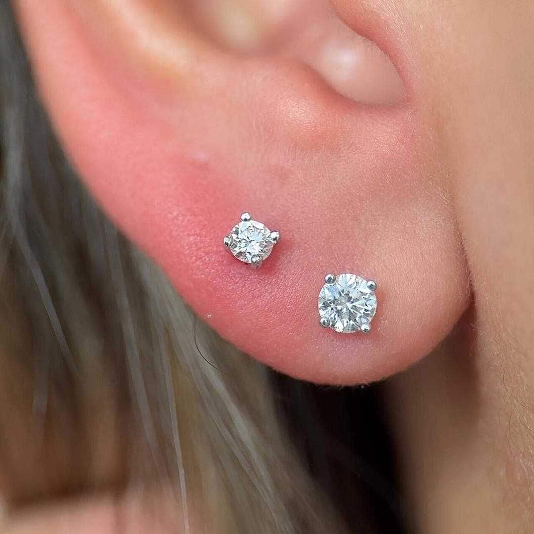 Genuine Diamond Tragus Solitaire Stud Earring, 14k White Gold, Stud for ...