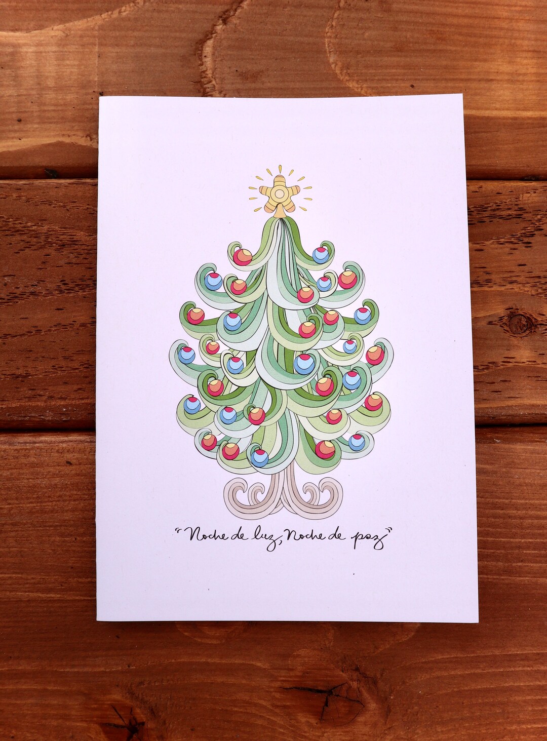 Silent Night Christmas Card | Noche De Luz Noche De Paz | Spanish Card ...