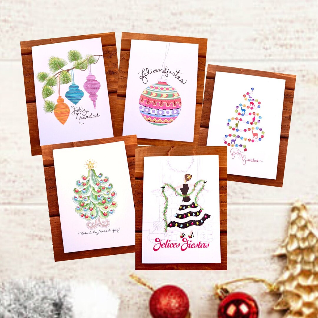Set of 5 Spanish Christmas Cards 5"x7" Feliz Navidad. Greeting Cards ...