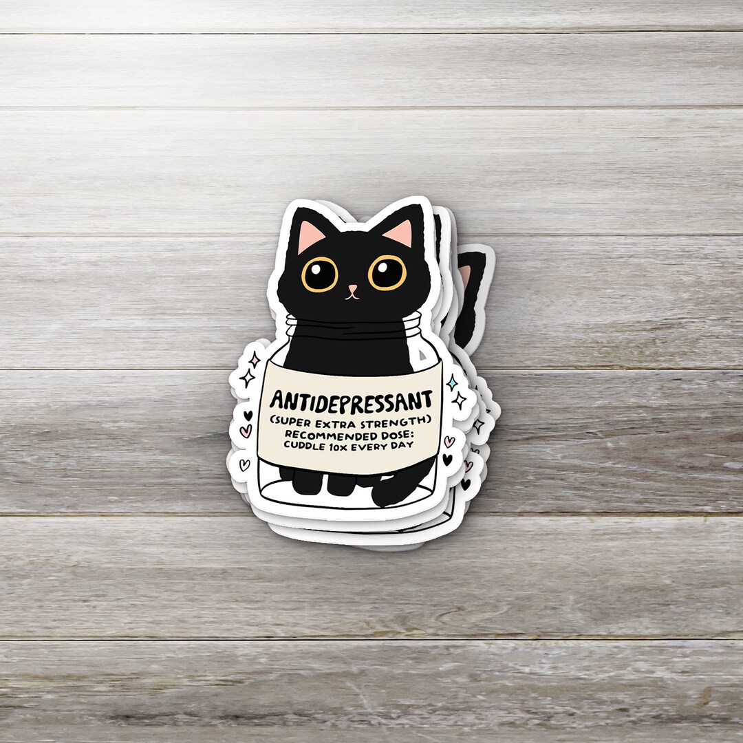 Cat Antidepressant Sticker - Etsy