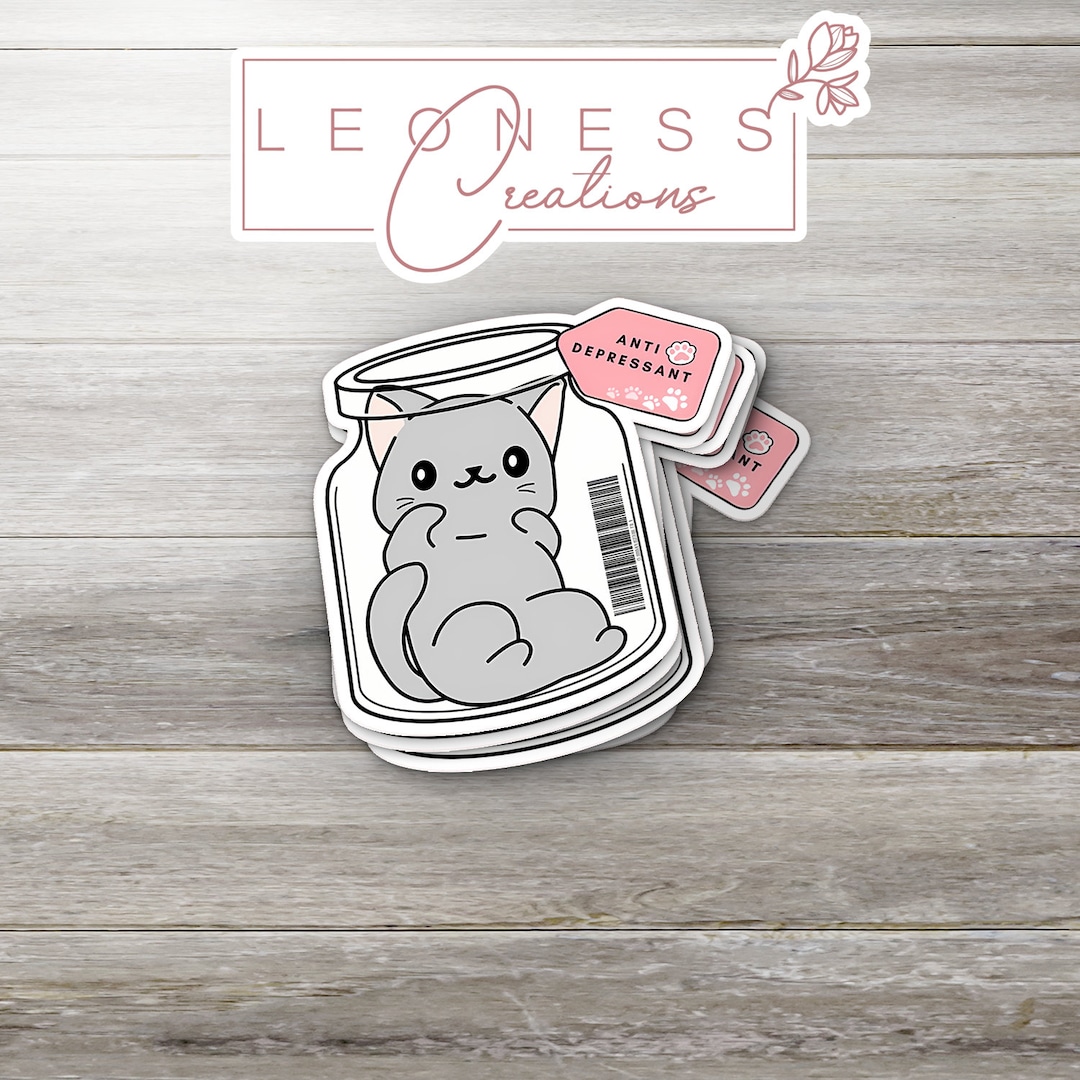 Cat Antidepressant Sticker - Etsy