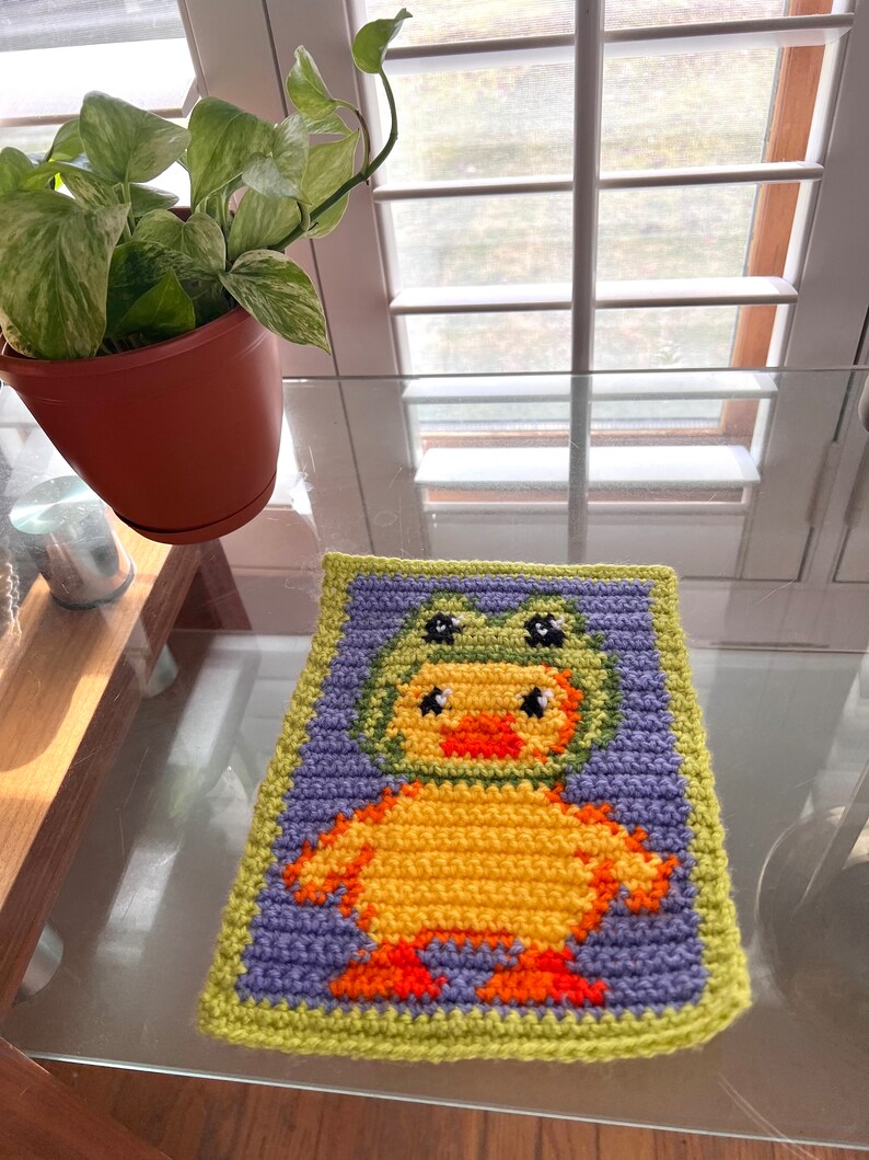 PATTERN Duck With Frog Hat Crochet Tapestry *DIGITAL PDF* - Etsy