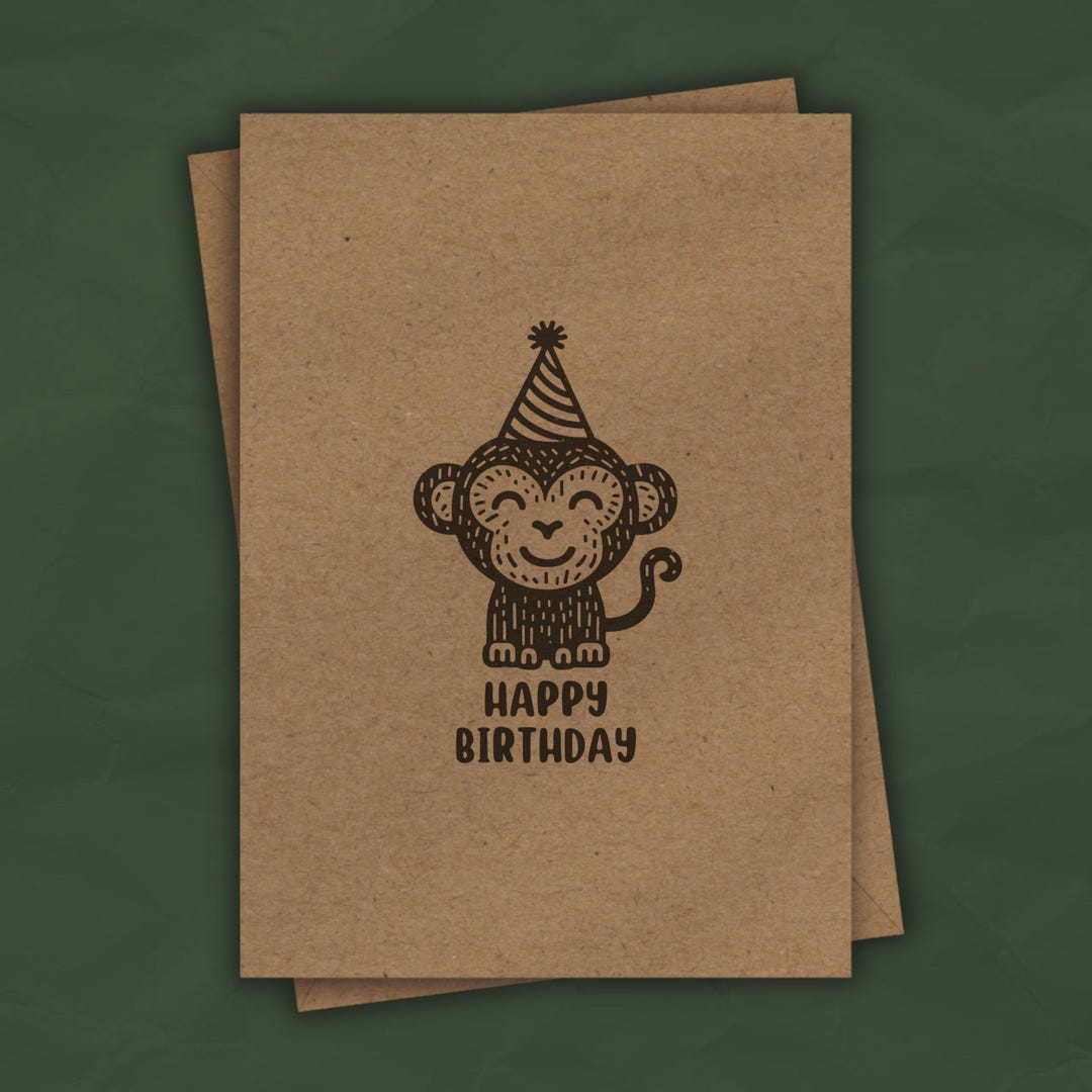 Cute Monkey Happy Birthday Card, Funny Animal, Boyfriend, Girlfriend ...