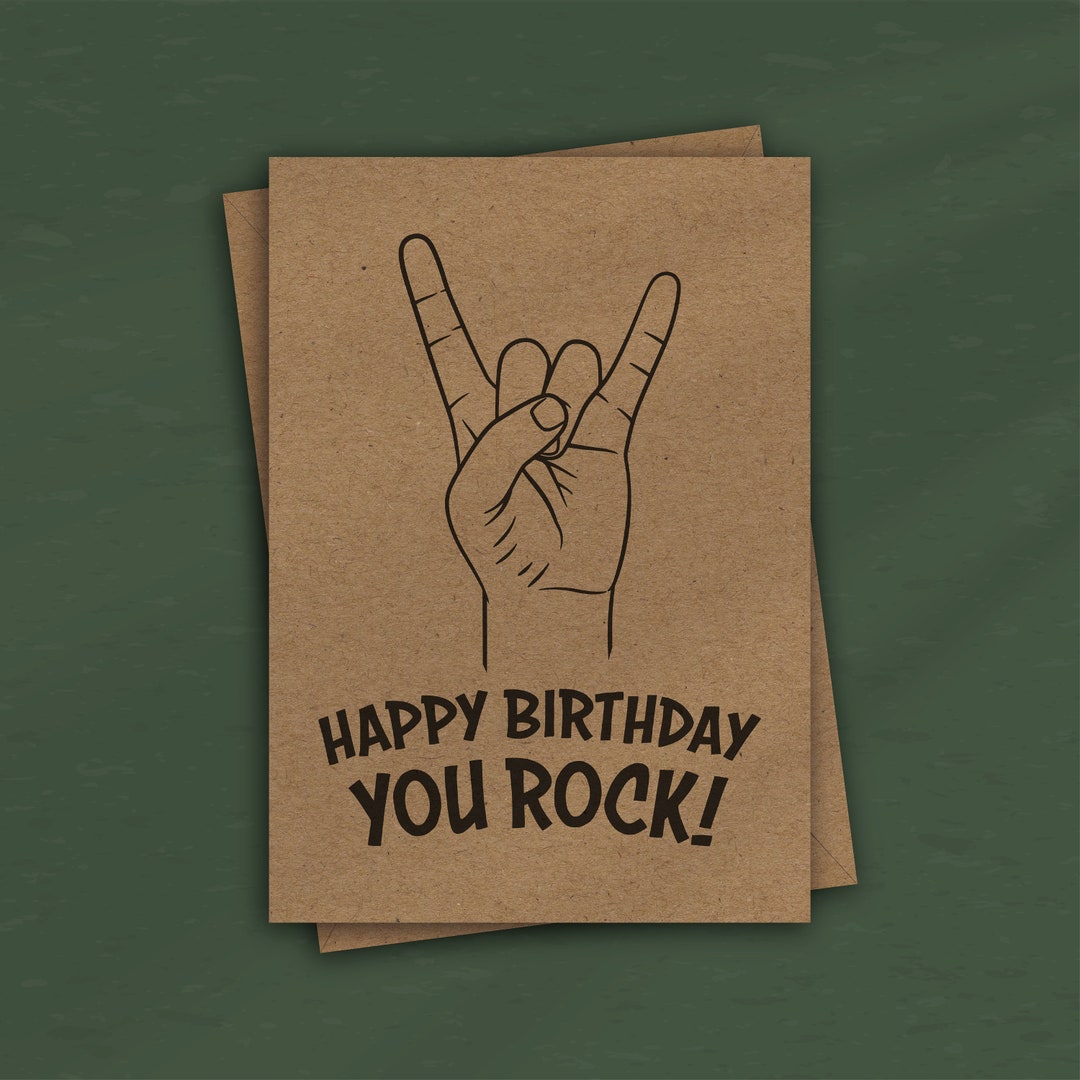 You Rock! - Happy Birthday Card - Greeting Card Gift Idea for Music Fan ...