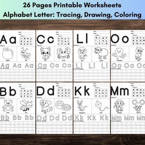 Alphabet Tracing Worksheets: Preschool & Kindergarten (digital Download ...