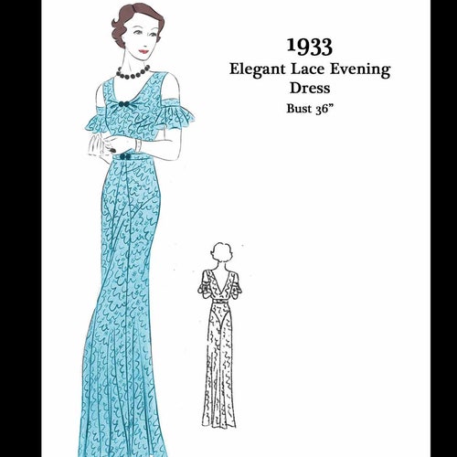 1930s 30s Vintage Sewing Pattern Art Deco Evening Silk Dress - Etsy