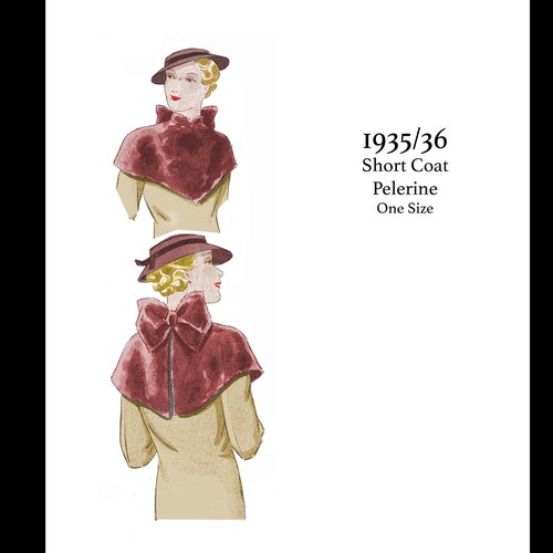 1930s 30s Vintage Sewing Pattern Smart Cape Jacket Coat Wool - Etsy