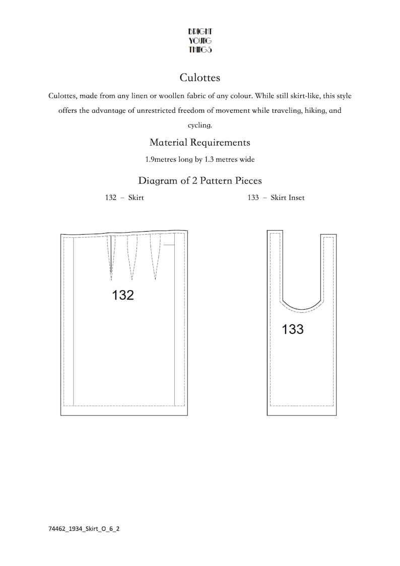1930s Vintage Sewing Pattern Cycling Skirt Cullottes 28 Waist (PDF ...