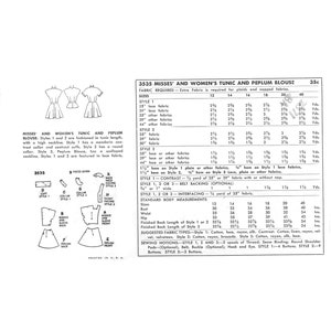 1950s 50s Reproduction Vintage Sewing Pattern Simplicity 3535 Blouse ...
