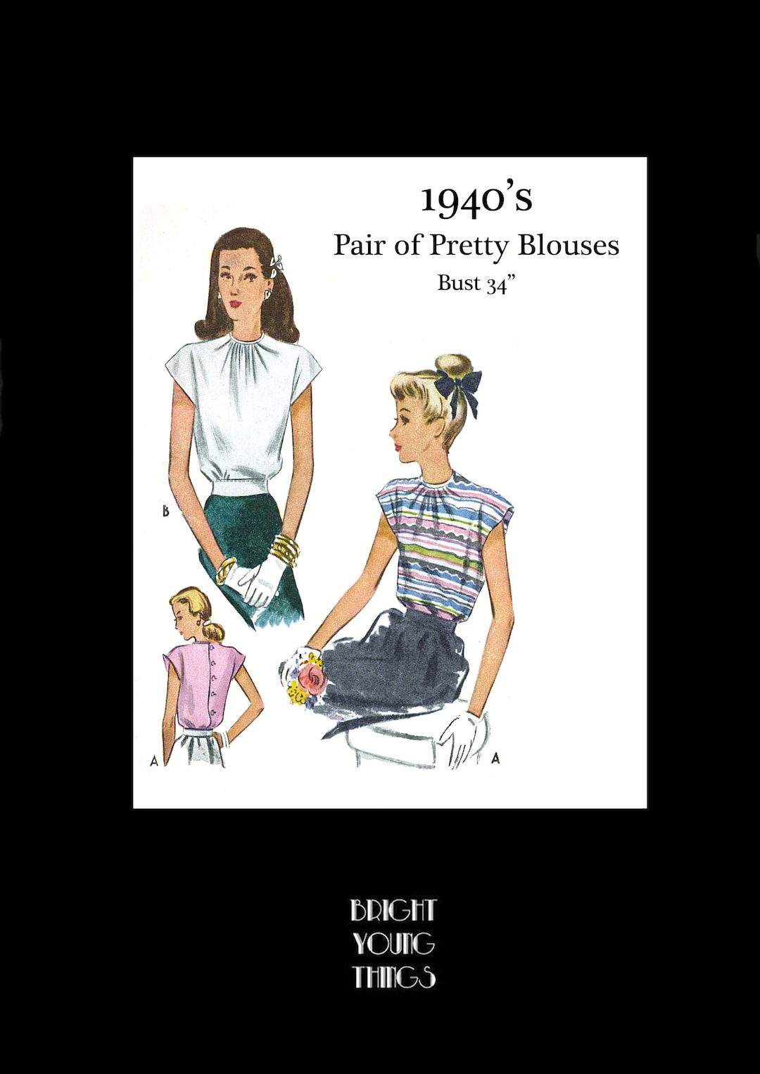 1940s 40s Reproduction Vintage Sewing Pattern Mccall 6453 Pretty ...