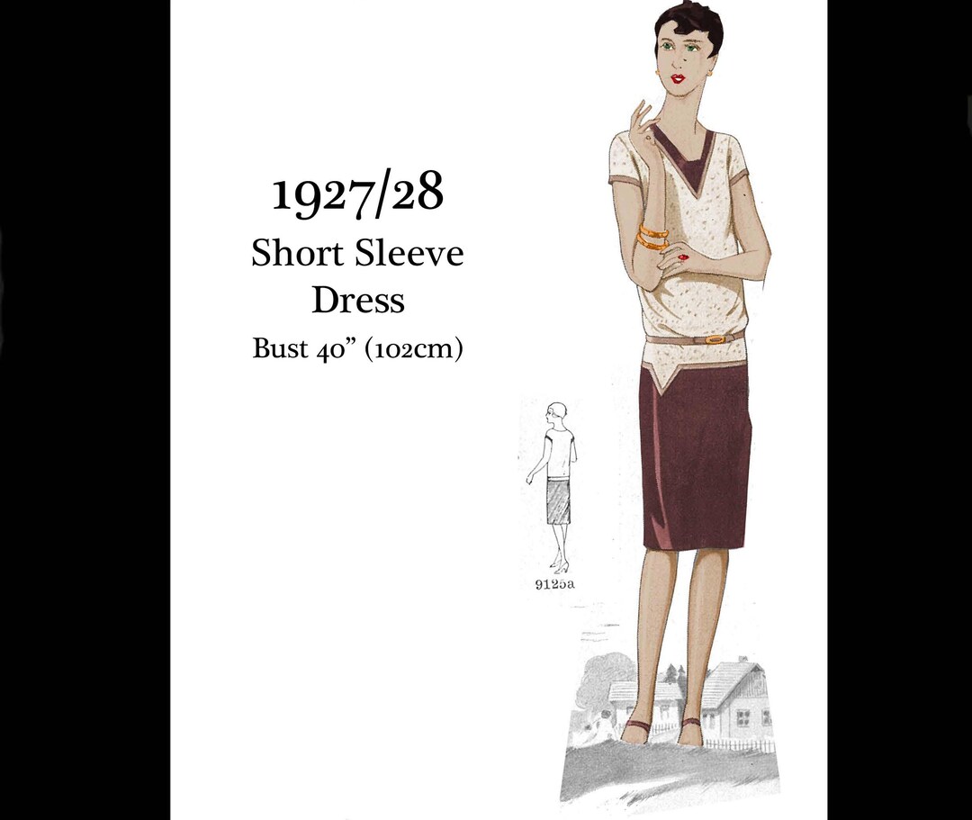 1920s Flapper Dress Sewing Pattern: Art Deco Summer Dress, Bust 40 (PDF ...