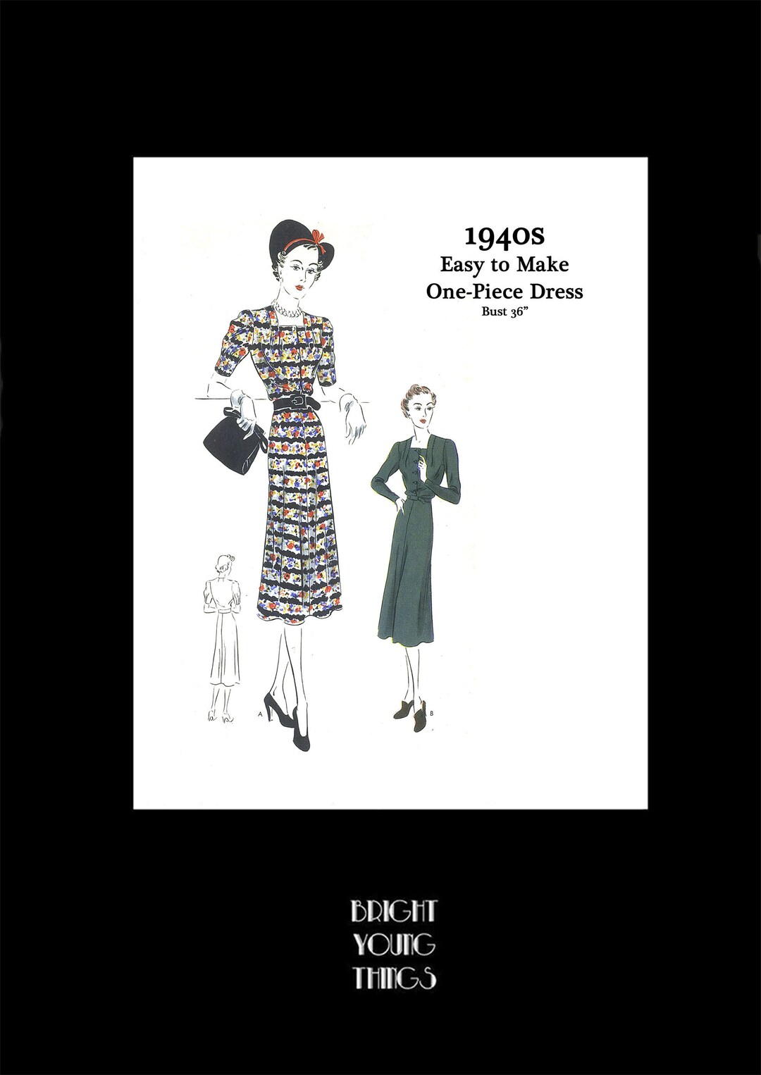 1940s 40s Reproduction Vintage Sewing Pattern Vogue 7975 Easy to Make ...