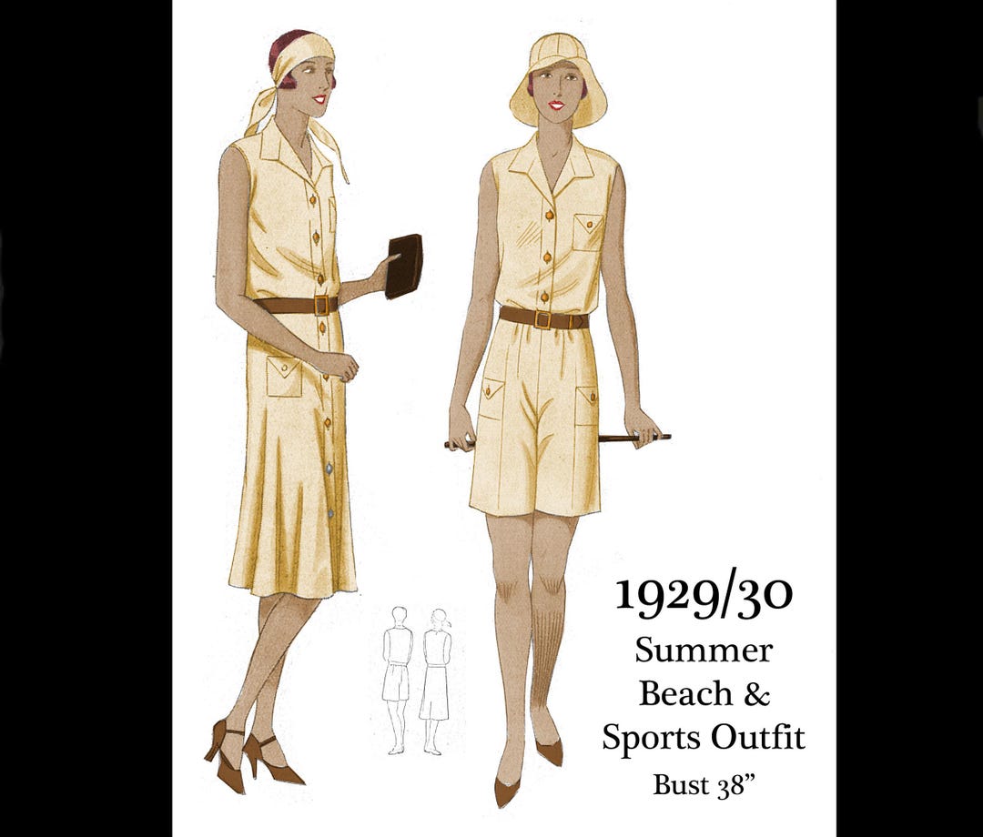 1920s 30s Vintage Sewing Pattern Art Deco Sportswear Beachwear Beach ...