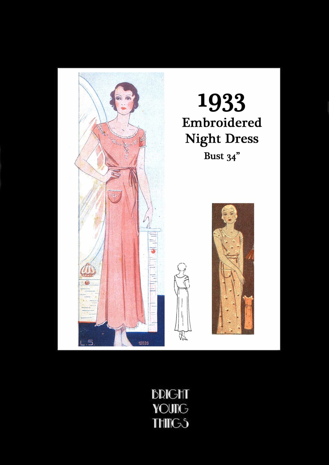 1930s 30s Vintage Sewing Pattern Very Pretty Embroidered Night | Etsy